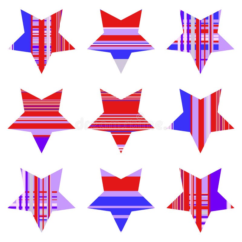 Abstract Striped Star Collection Stock Vector - Illustration of ...