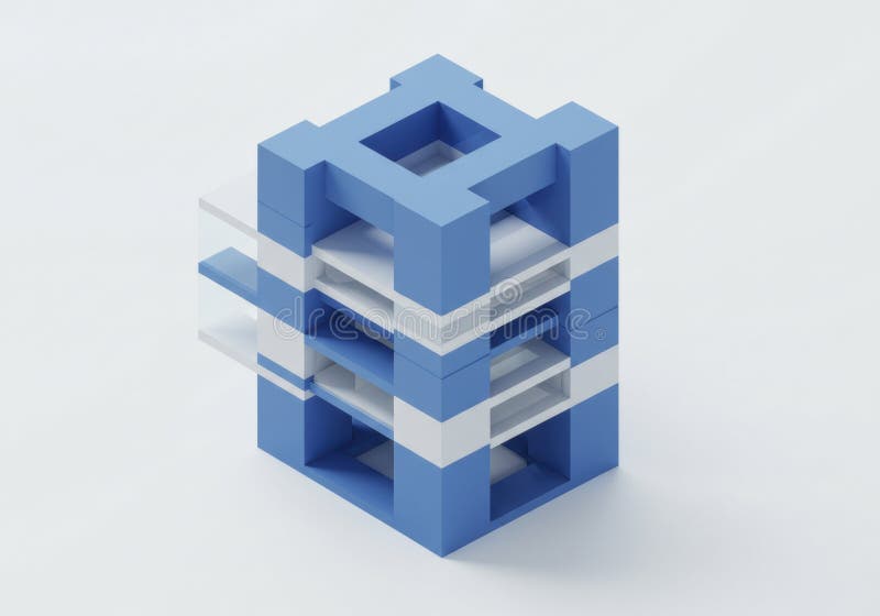 Abstract Structure with Blue and White Geometric Design Stock ...