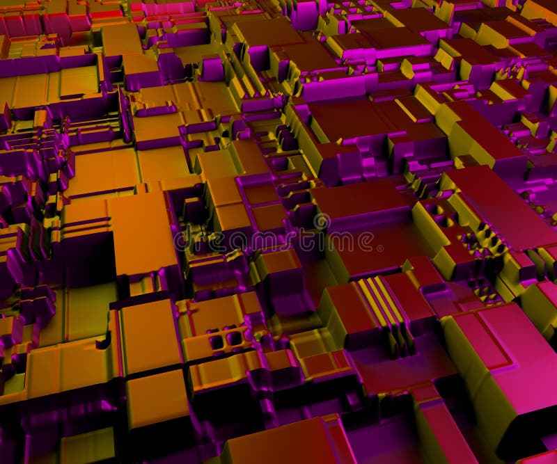 Abstract Structure Built by Figures with Texture of Orange and Violet ...