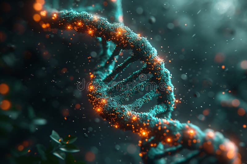 Abstract Structure of DNA Molecule on Blurred Background. DNA Double ...