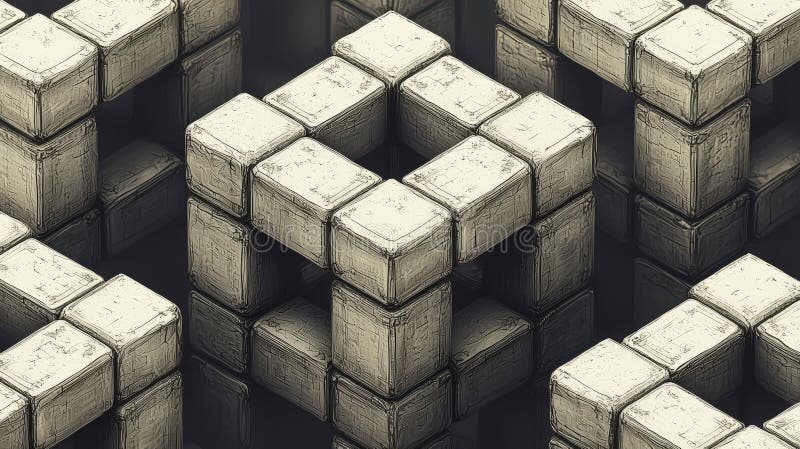 Abstract Structure of Interlocking Blocks in Grayscale Design with ...