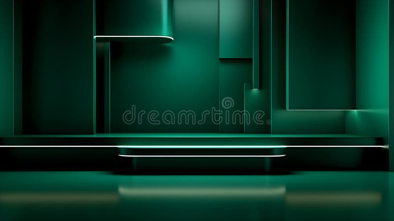 Abstract Studio Background in Emerald Colors. Minimal Showroom for ...