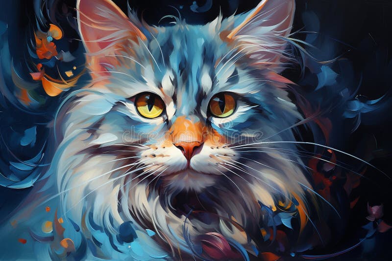 Abstract Stunning Image Oil Painting Image of Cat Very Nice Painting ...