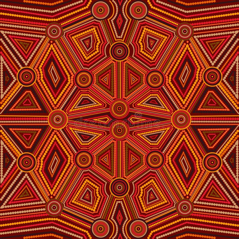 Patterned Australia Map Aboriginal Art on Black, Vector Stock Vector ...