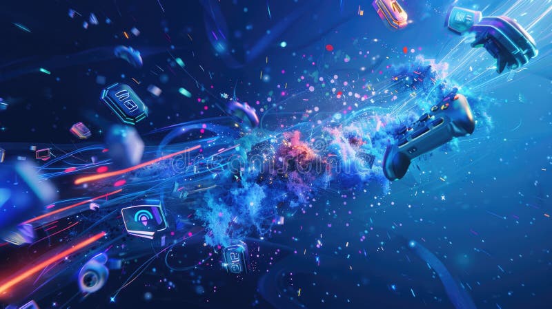 The Abstract Style of Digital Technology Device in Cyberpunk Scenery ...