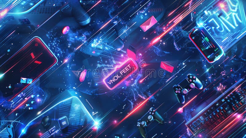 The Abstract Style of Digital Technology Device in Cyberpunk Scenery ...