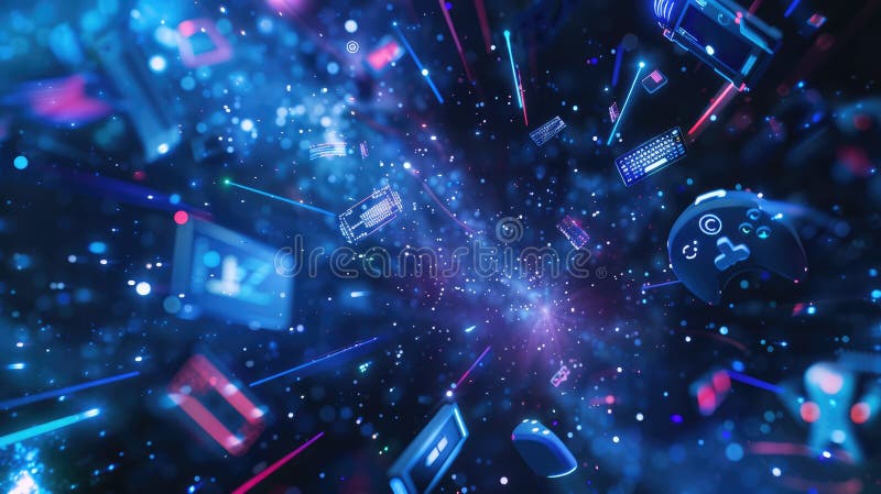 The Abstract Style of Digital Technology Device in Cyberpunk Scenery ...