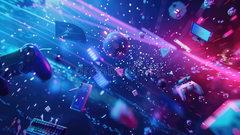 The Abstract Style of Digital Technology Device in Cyberpunk Scenery ...