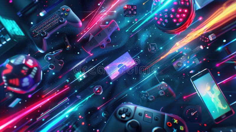 The Abstract Style of Digital Technology Device in Cyberpunk Scenery ...