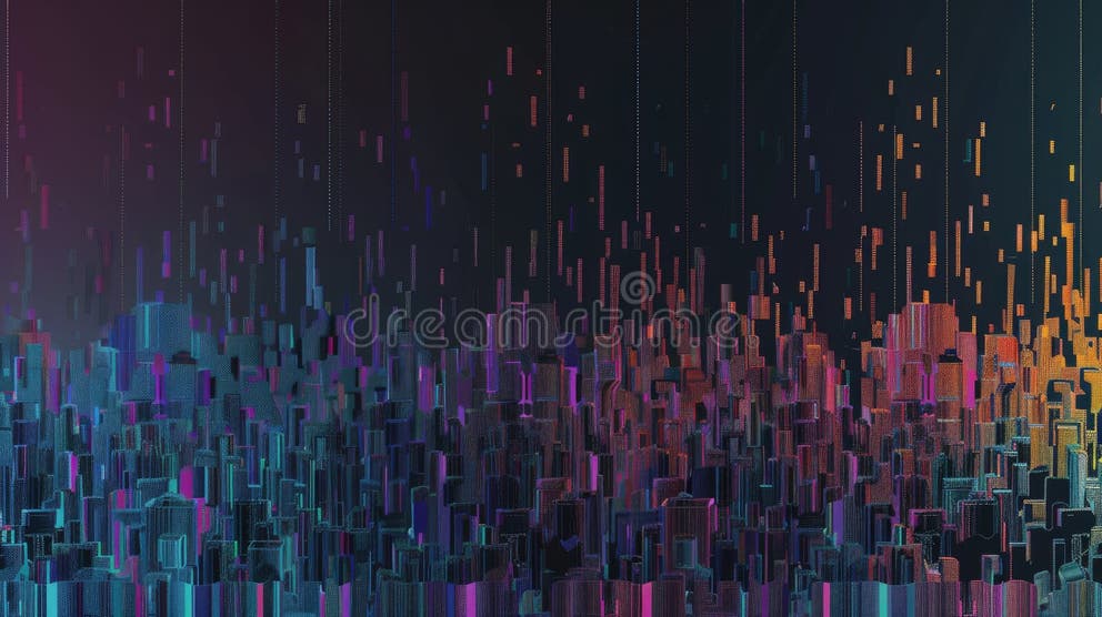 Abstract Style Electric Pixel Particle of Musical Sound in Digital ...