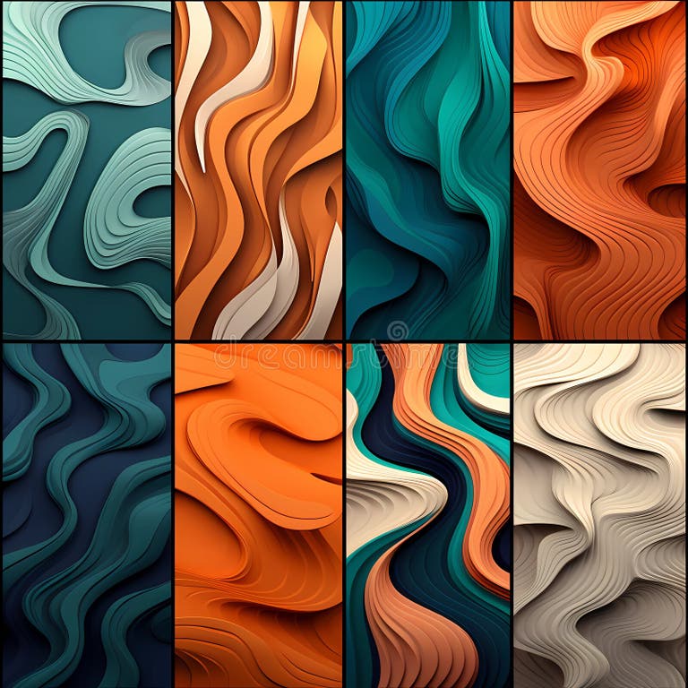 Abstract Pattern Collection in 8 Images. AI-generated. Stock Illustration - Illustration of ...