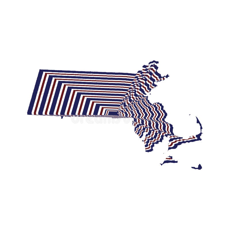 Illustration of Massachusetts State Map with Black and White Lines ...
