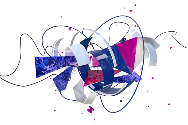 Abstract 3D Composition with Objects Isolated on Black Stock ...