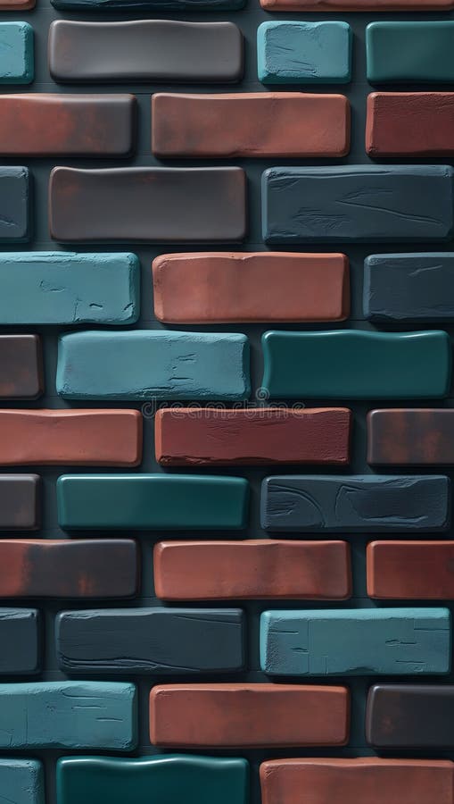 Abstract Stylized Brick Wall Pattern with Staggered Horizontal Blocks ...