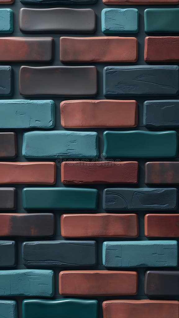 Abstract Stylized Brick Wall Pattern with Staggered Horizontal Blocks ...