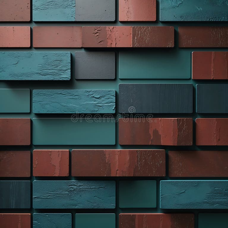 Abstract Stylized Brick Wall Pattern with Staggered Horizontal Blocks ...