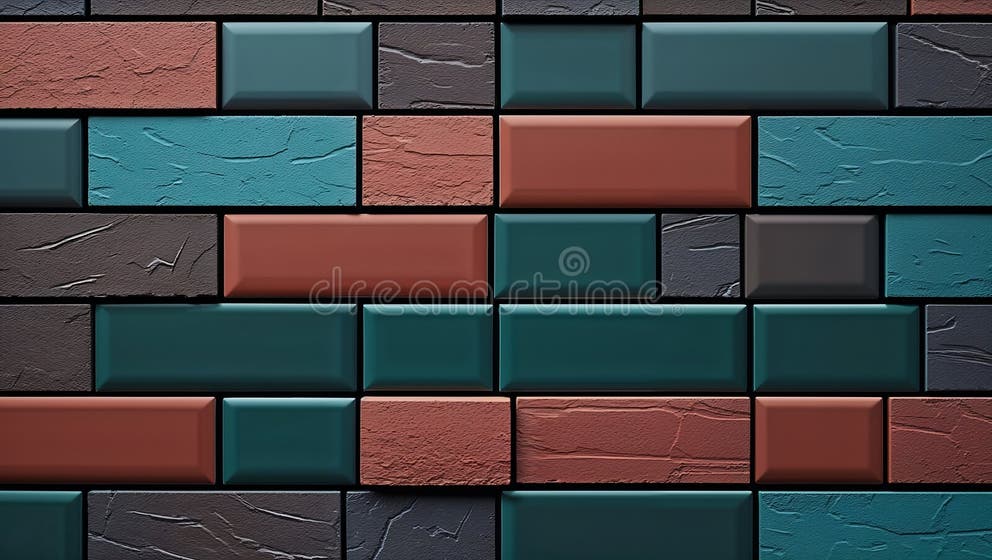 Abstract Stylized Brick Wall Pattern with Staggered Horizontal Blocks ...