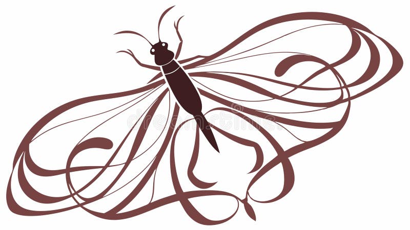 Abstract Stylized Butterfly or Moth with Swirl Wings, Vector Design ...