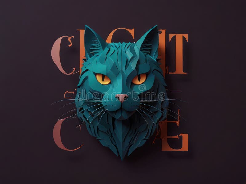 Abstract Stylized Cat Portrait in Bold Colors with Geometric Design ...