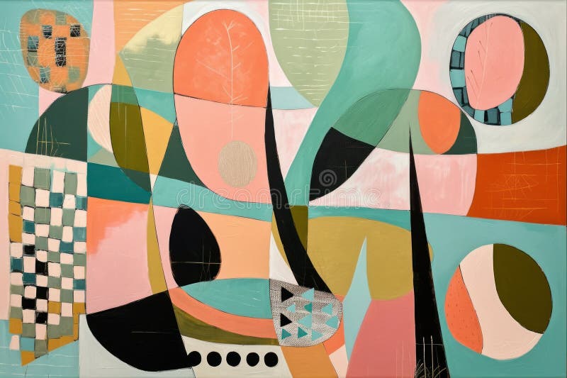 Abstract Stylized Colors Kitsch Mid Century Modern Art Background Stock ...