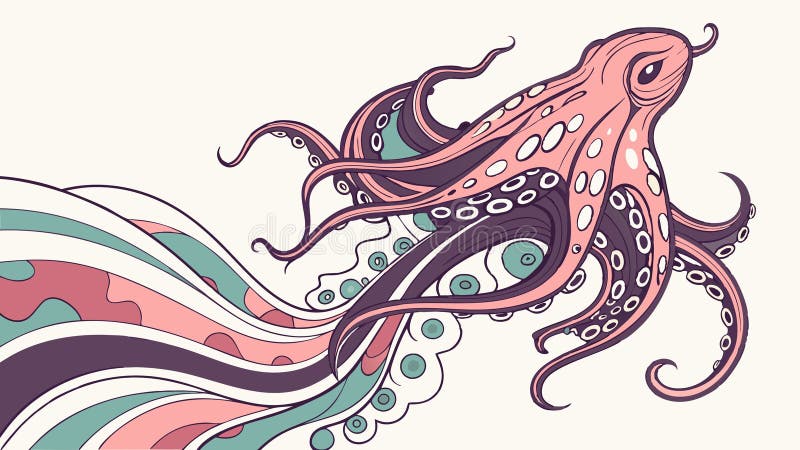 Abstract Stylized Octopus Marine Creature Vector Illustration ...