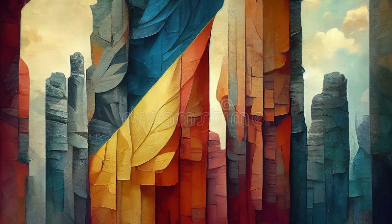 Abstract Stylized Painting. Effect of Painting on Plaster. Imitation of ...
