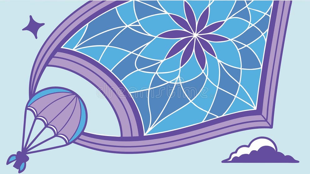 Abstract Stylized Parachute with Vibrant Geometric Patterns, Dynamic ...