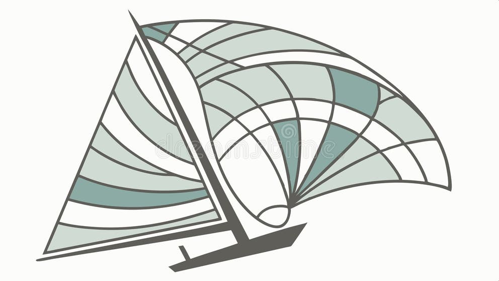 Abstract Stylized Sailboat Gliding on Patterned Water Surface Vector ...