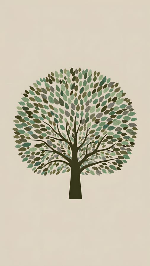 Stylized Tree with Green Leaves Stock Vector - Illustration of ecology ...