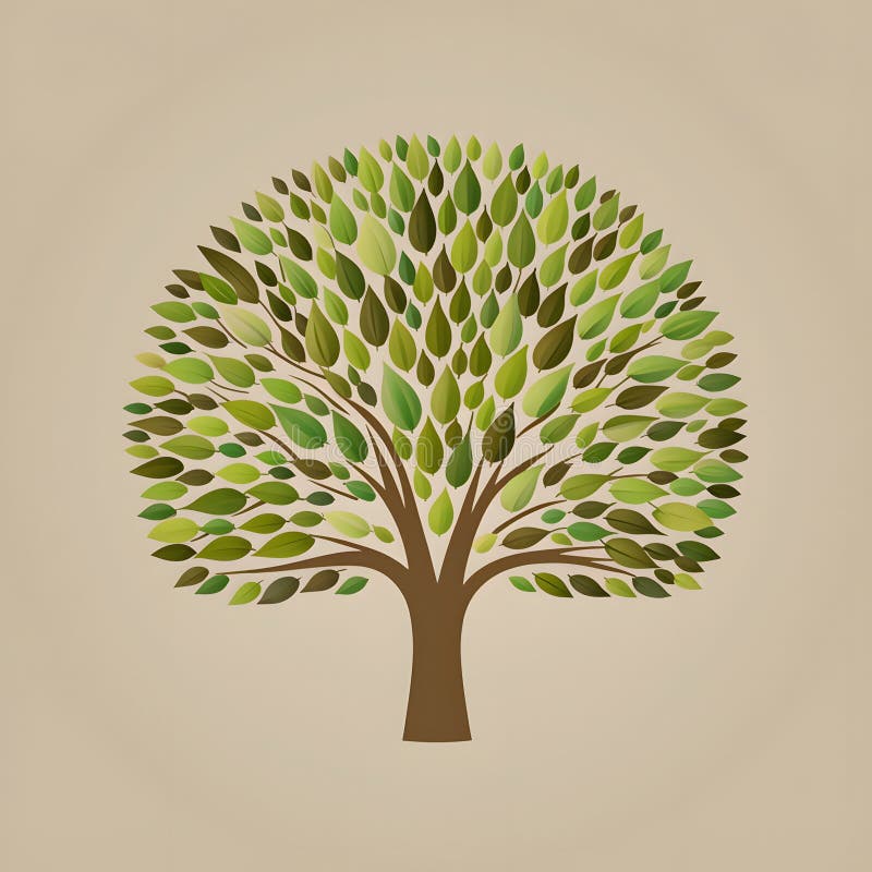 Stylized Tree with Green Leaves Stock Vector - Illustration of ecology ...