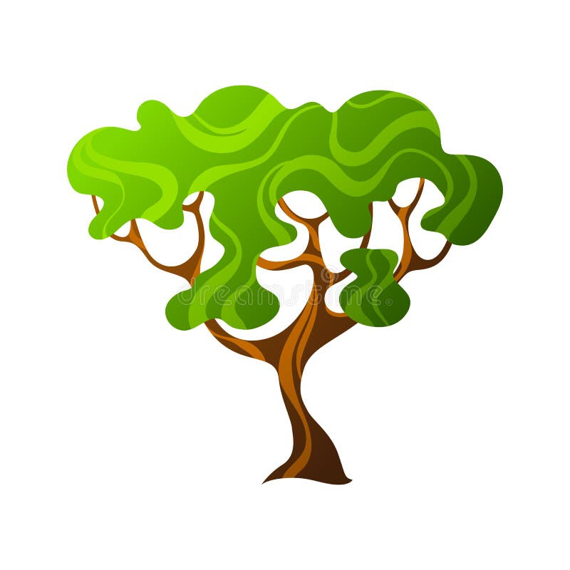 Abstract Stylized Tree with Roots and Leaves. Natural Illustration ...