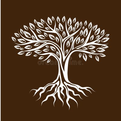 Abstract Stylized Tree with Roots and Leaves. Natural Illustration ...
