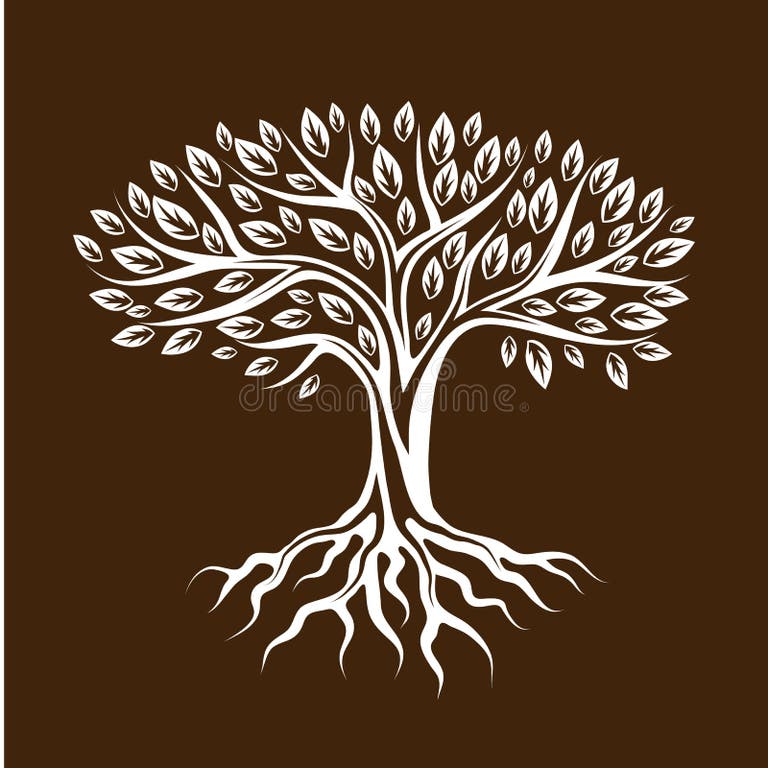 Abstract Stylized Tree with Roots and Leaves. Natural Illustration ...