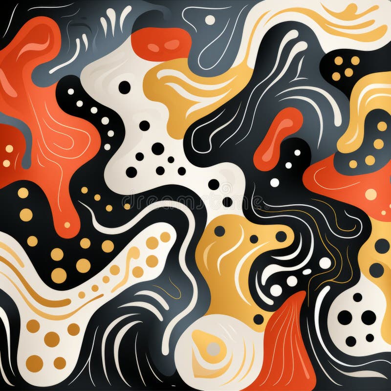 Abstract Stylized Waves in Organic Forms: a Simple Doodle Poster Stock ...