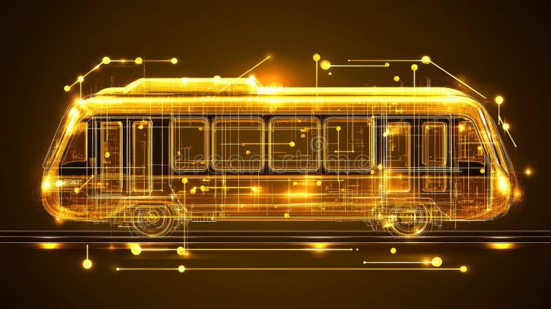 Abstract Subway Train with Connected Dots and Lines on Dark Background ...