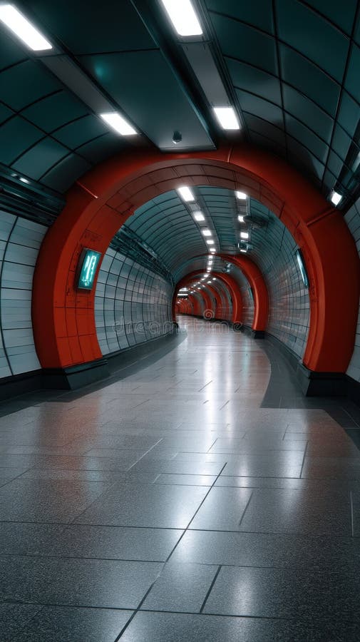 Abstract Subway Tunnel with Repeating Arches and Tiled Walls ...