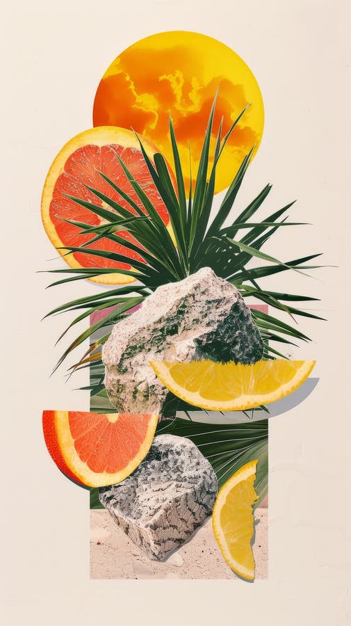 Abstract Summer Collage Illustration. Trendy Collage Design Stock Photo ...