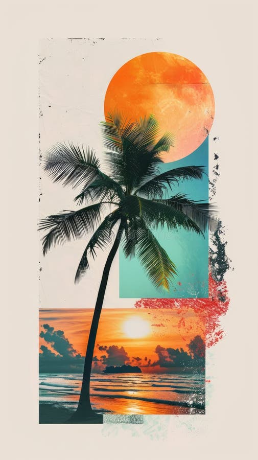Abstract Summer Collage Illustration. Trendy Collage Design Stock Photo ...