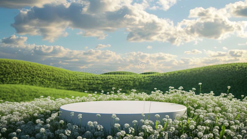 Abstract Summer Landscape Scene with a Podium for Product Display in ...