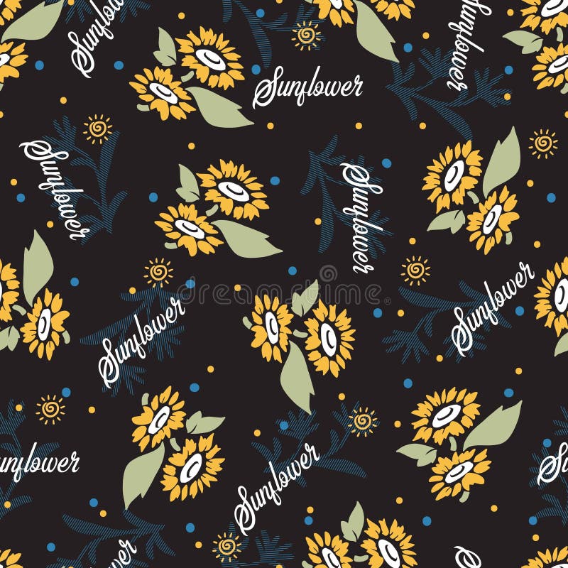 Abstract Radiant Sunflower Dreams Garden Vector Seamless Pattern Stock ...