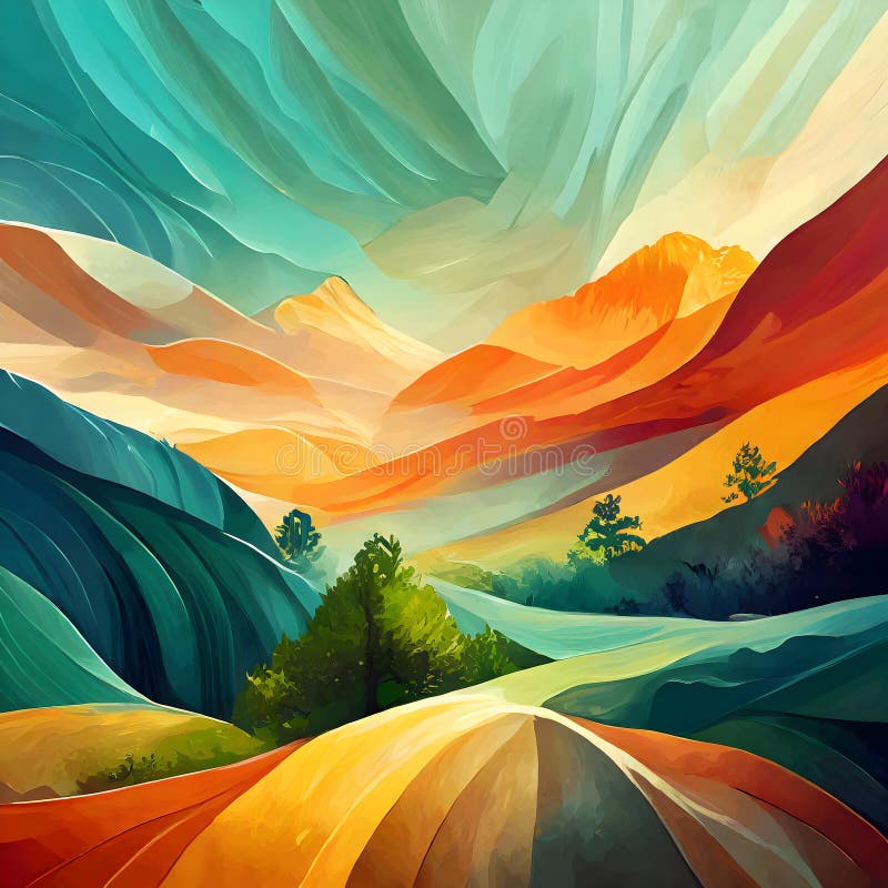 Abstract Summer Tones and Textures Watercolor on Digital Art Concept ...