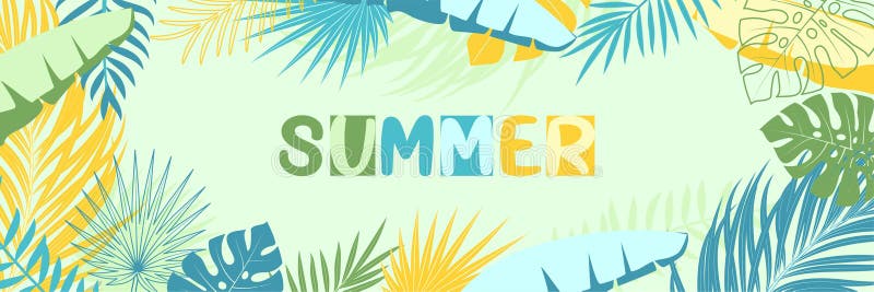 Abstract Summer Tropical Leaves Background Design Using Modern Trendy ...