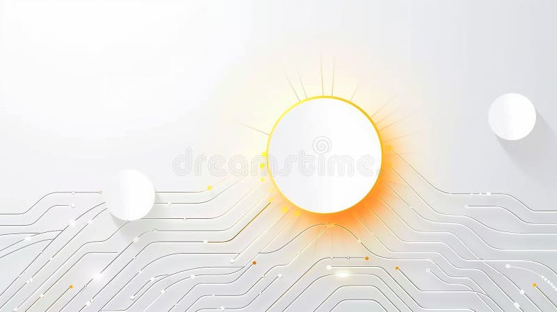 Abstract Sun and Circuit Lines on White Background Stock Illustration ...