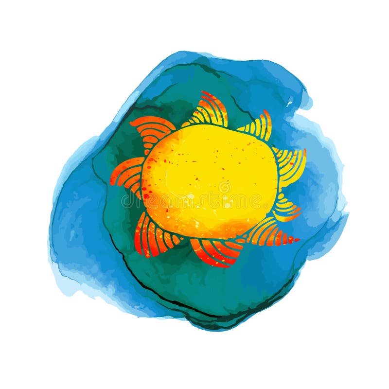 Abstract Sun on Cloud Watercolor. Vector Illustration Stock Vector ...