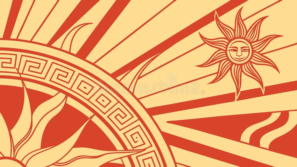 Abstract Sun Design with Geometric Rays Patterns, Vector Design ...