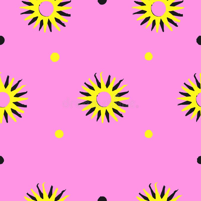 Abstract Sun and Dot Seamless Repeat Pattern. Stock Vector ...