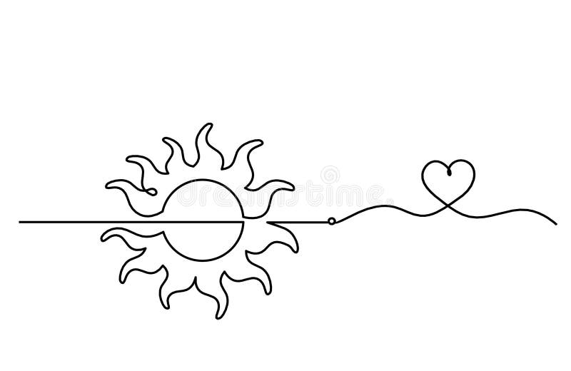 Continuous Line Drawing Heart Sun Stock Illustrations – 43 Continuous ...