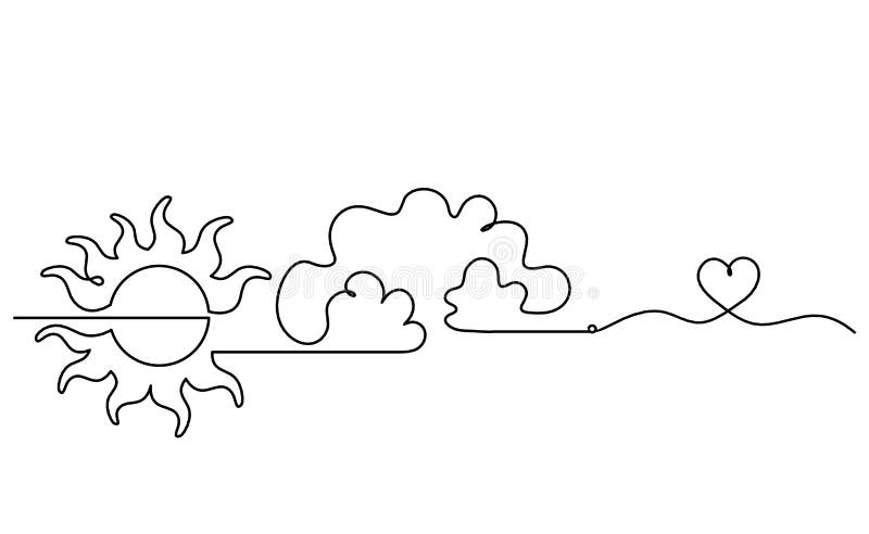 Continuous Line Drawing Heart Sun Stock Illustrations – 43 Continuous ...