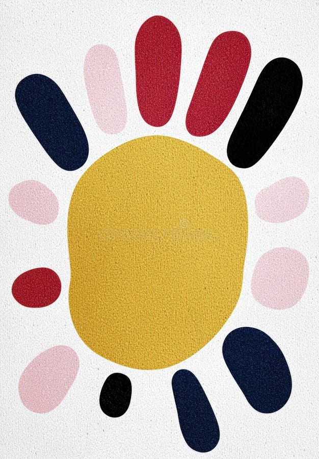 Abstract Sun Illustration with Colorful Shapes and Textured Background ...