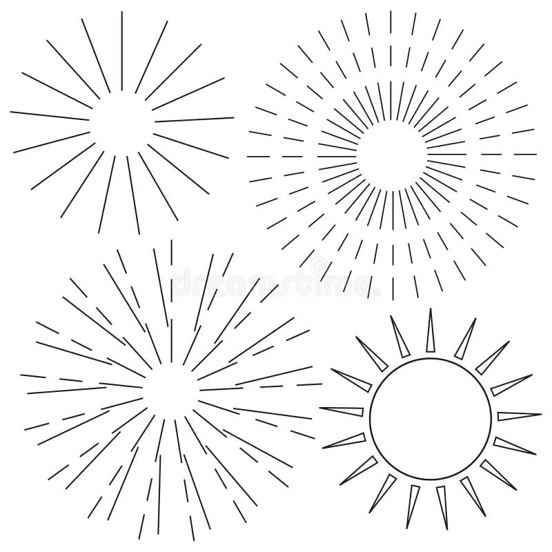 Abstract Sun Lines. Circle Frame Set. Vector Illustration. Stock Image ...